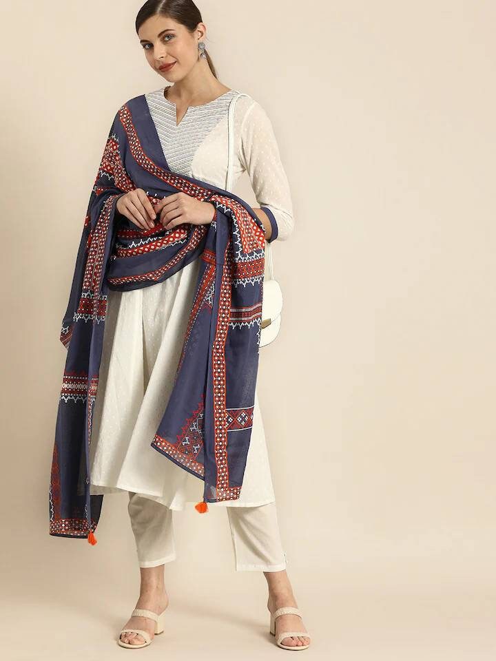 Kurta Set for Women Pure Cotton White Woven Design Kurta | Etsy