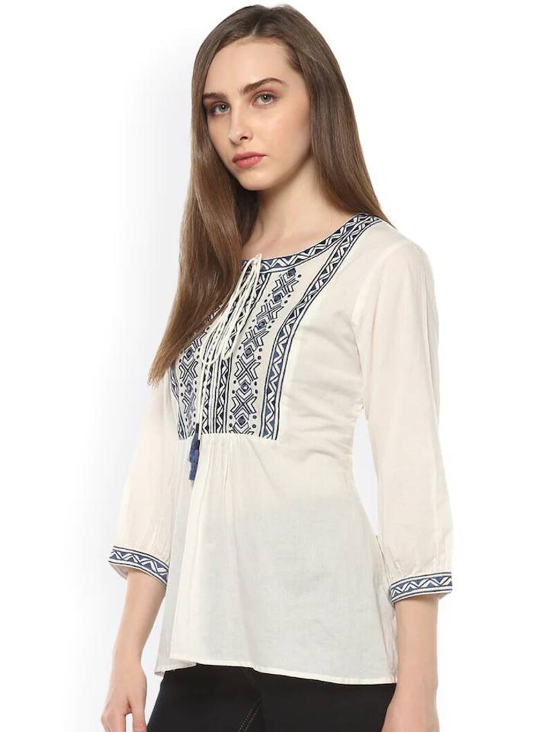 Tunic for Women Pure Cotton Off-white Ethnic Solid Top for | Etsy