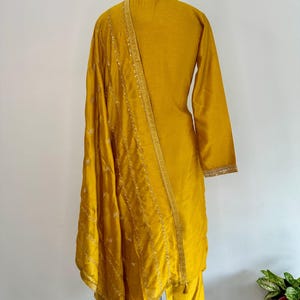 Silk Indian Dress Yellow Ethnic Motifs Embroidered Sequined Kurta With ...