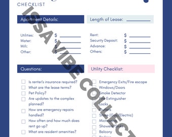 Apartment Hunting Questions Checklist - Etsy