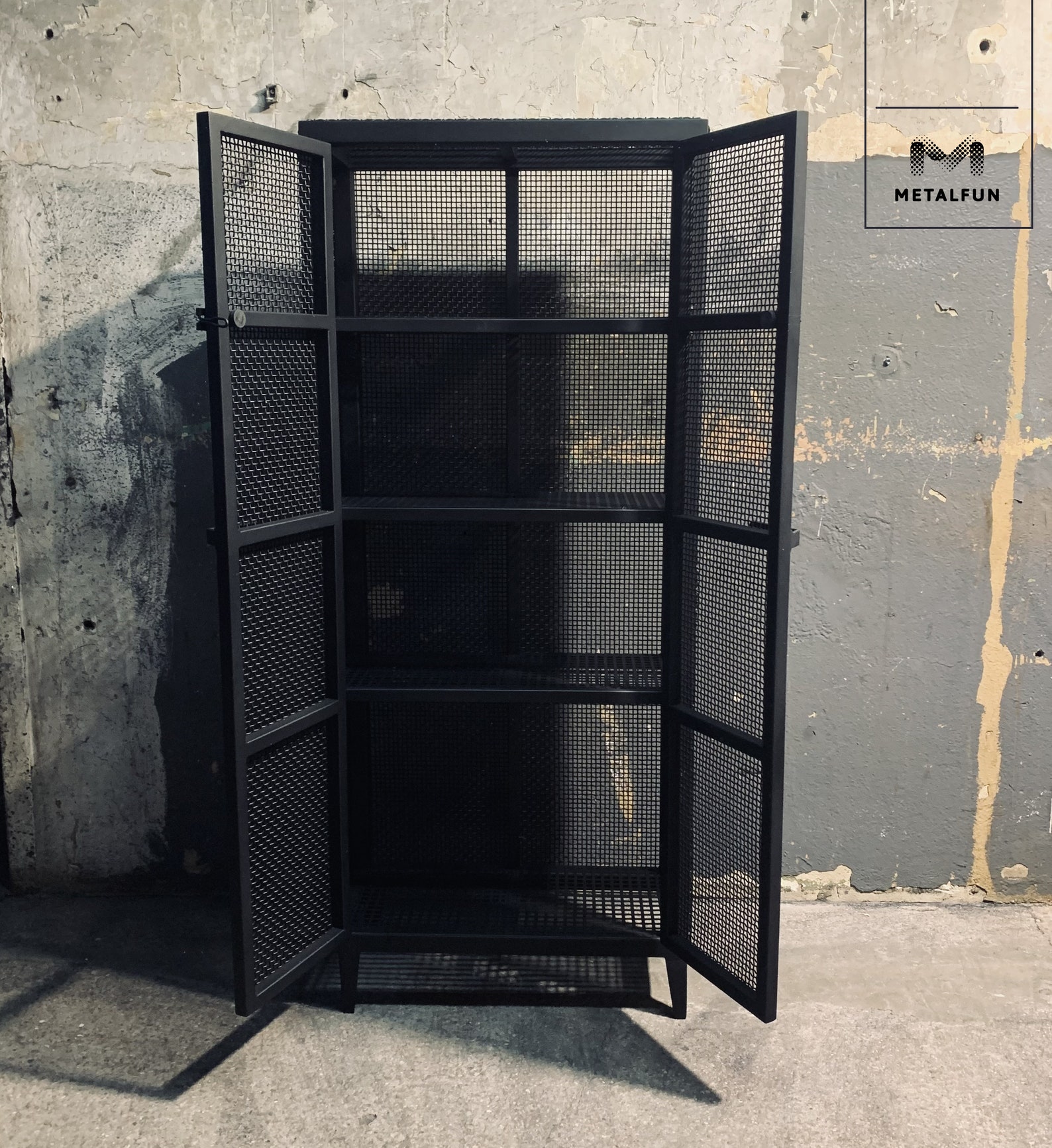Industrial Metal Mesh Cabinet With Perforated Shelves - Custom Sizes ...