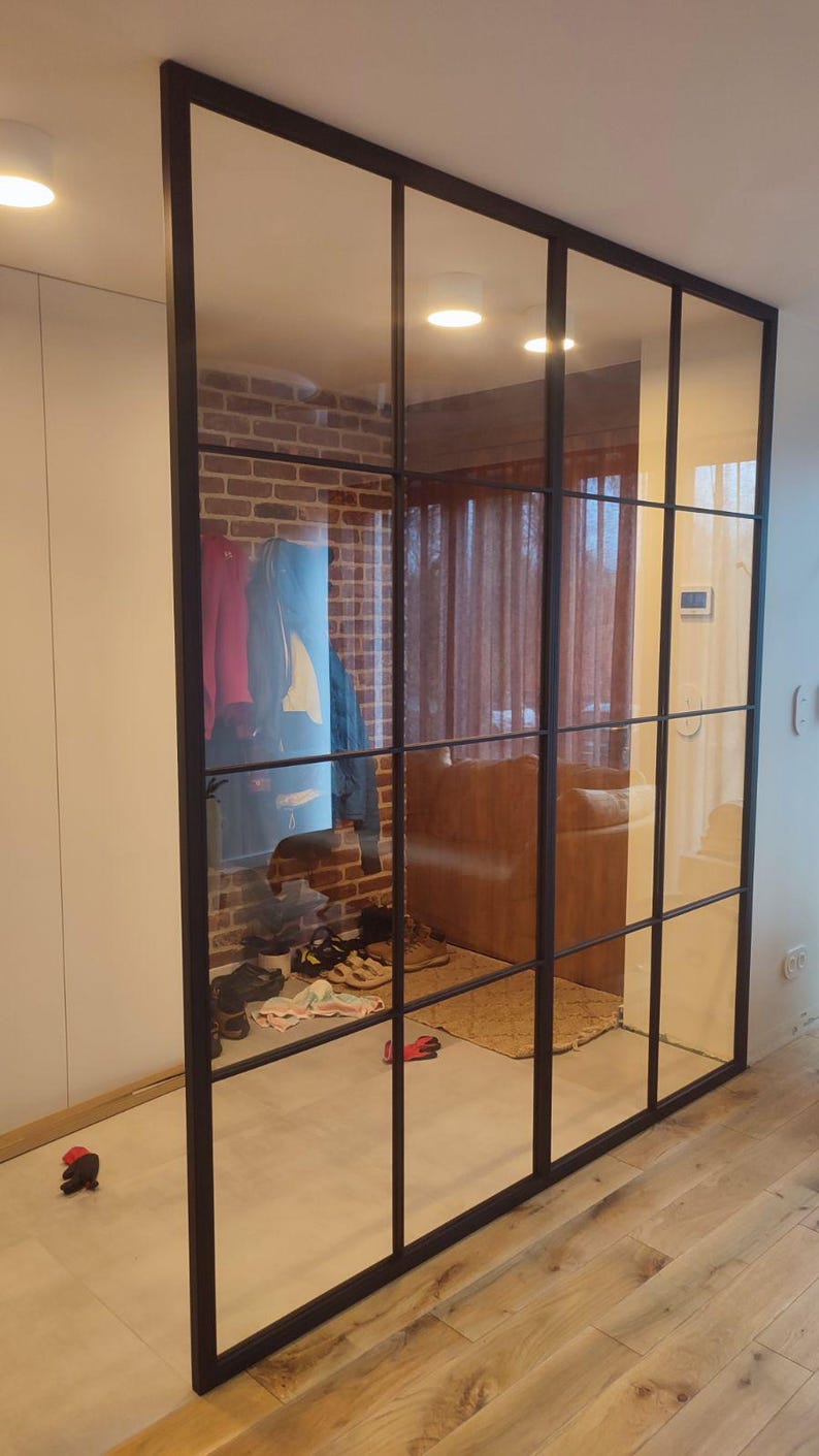 Custom Loft Glass Partition Wall | Metal Frame Fixed Panel Divider ...