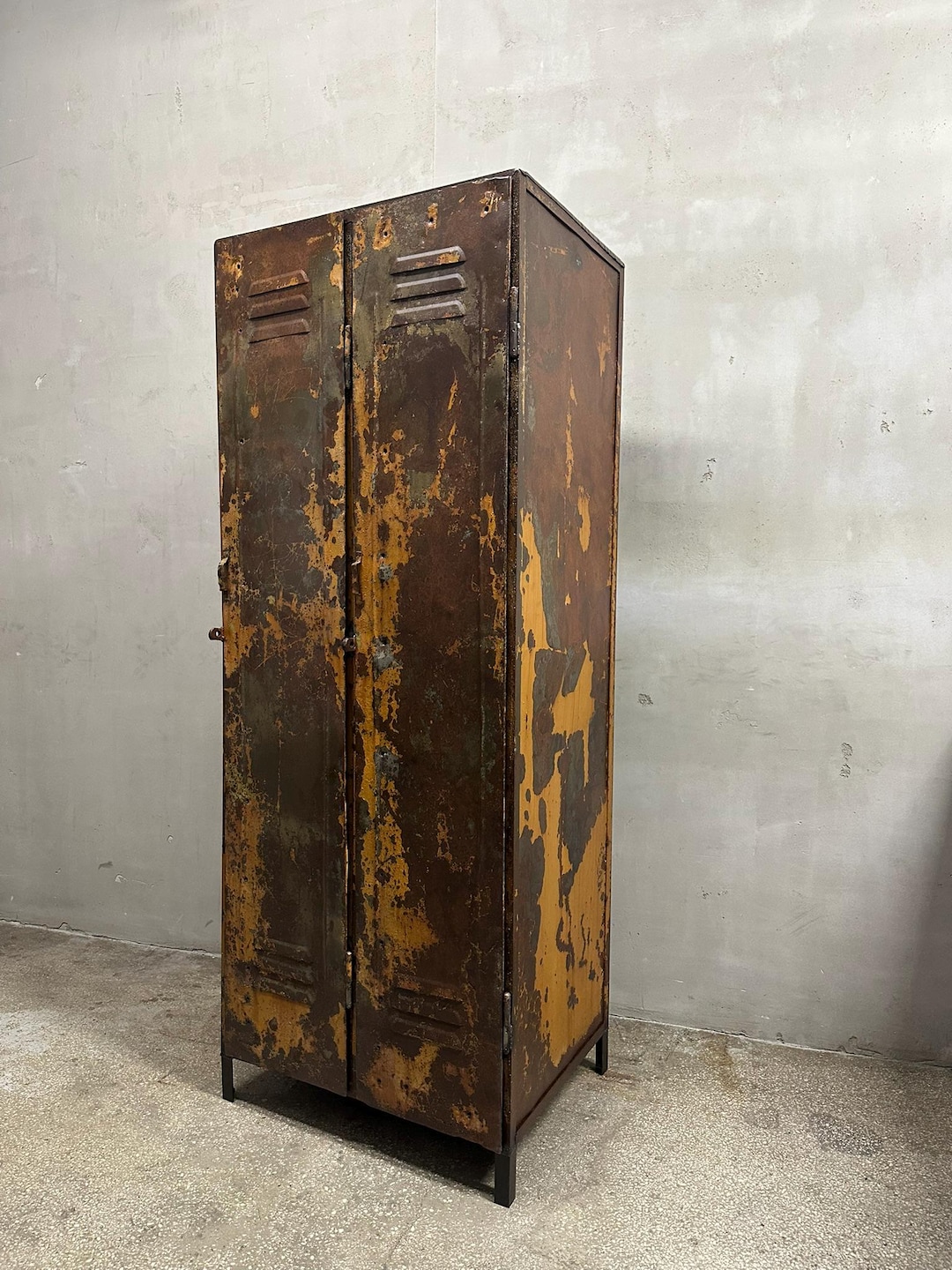 Unique Retro Metal Wardrobe From the 80s-90s With Rust Effect Vintage ...