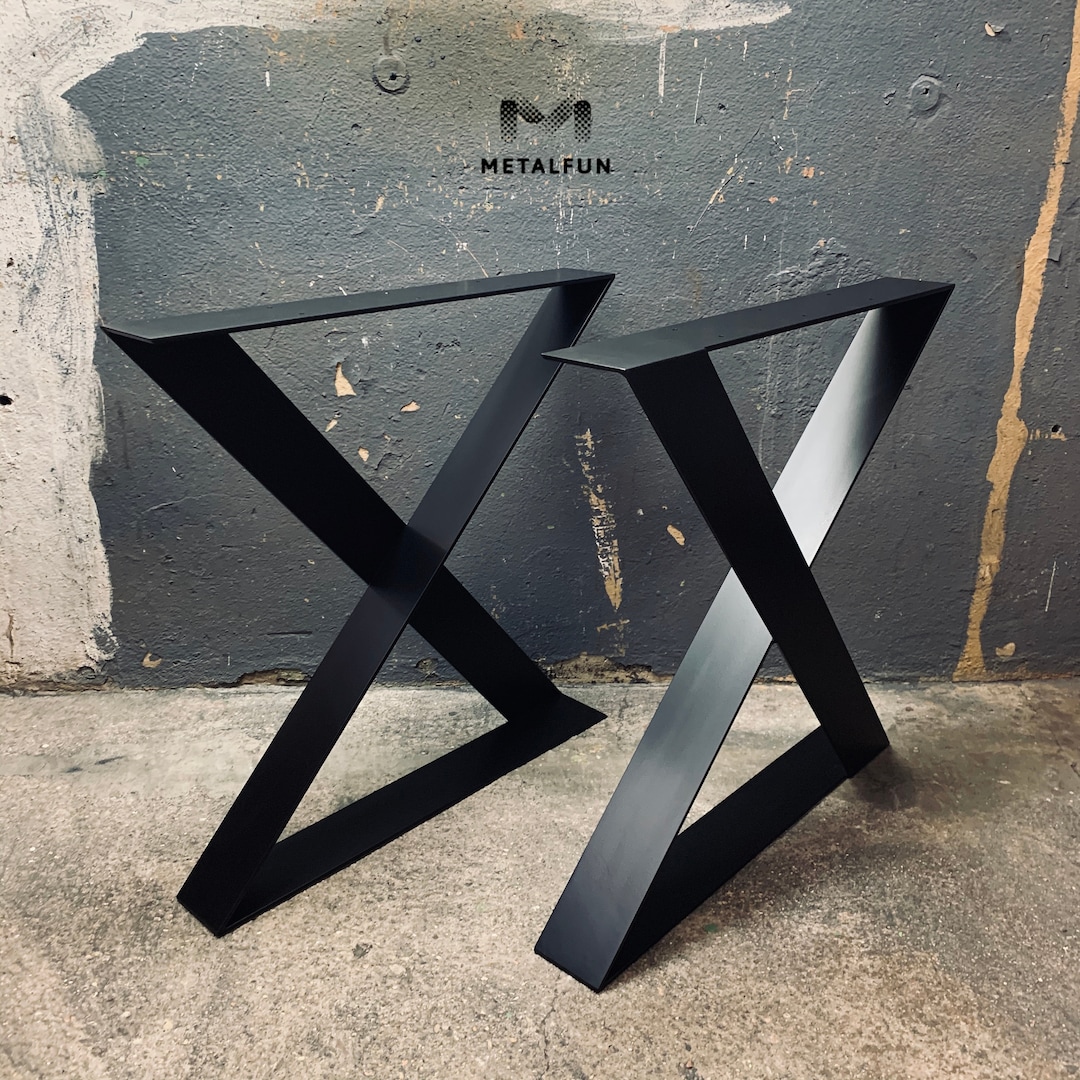 Metal Steel Legs X Shape Dining Table Legs SET 2 DESK Industrial Loft ...