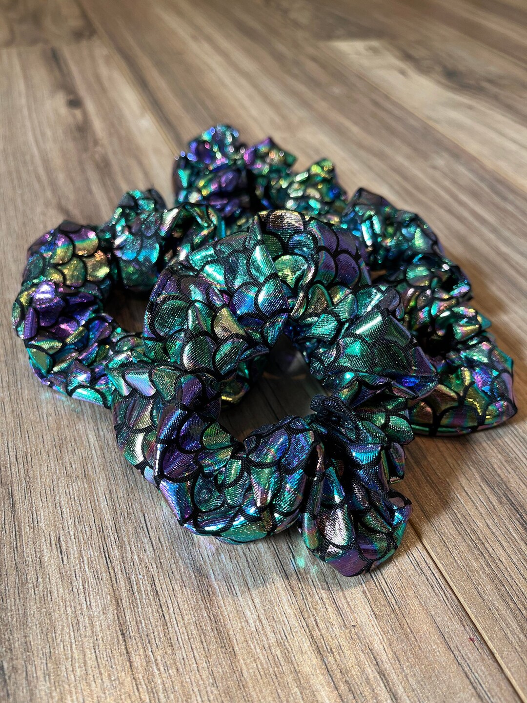 Holographic Mermaid Scale, Dragon Scale, Scrunchie, Hair Tie, Festival ...