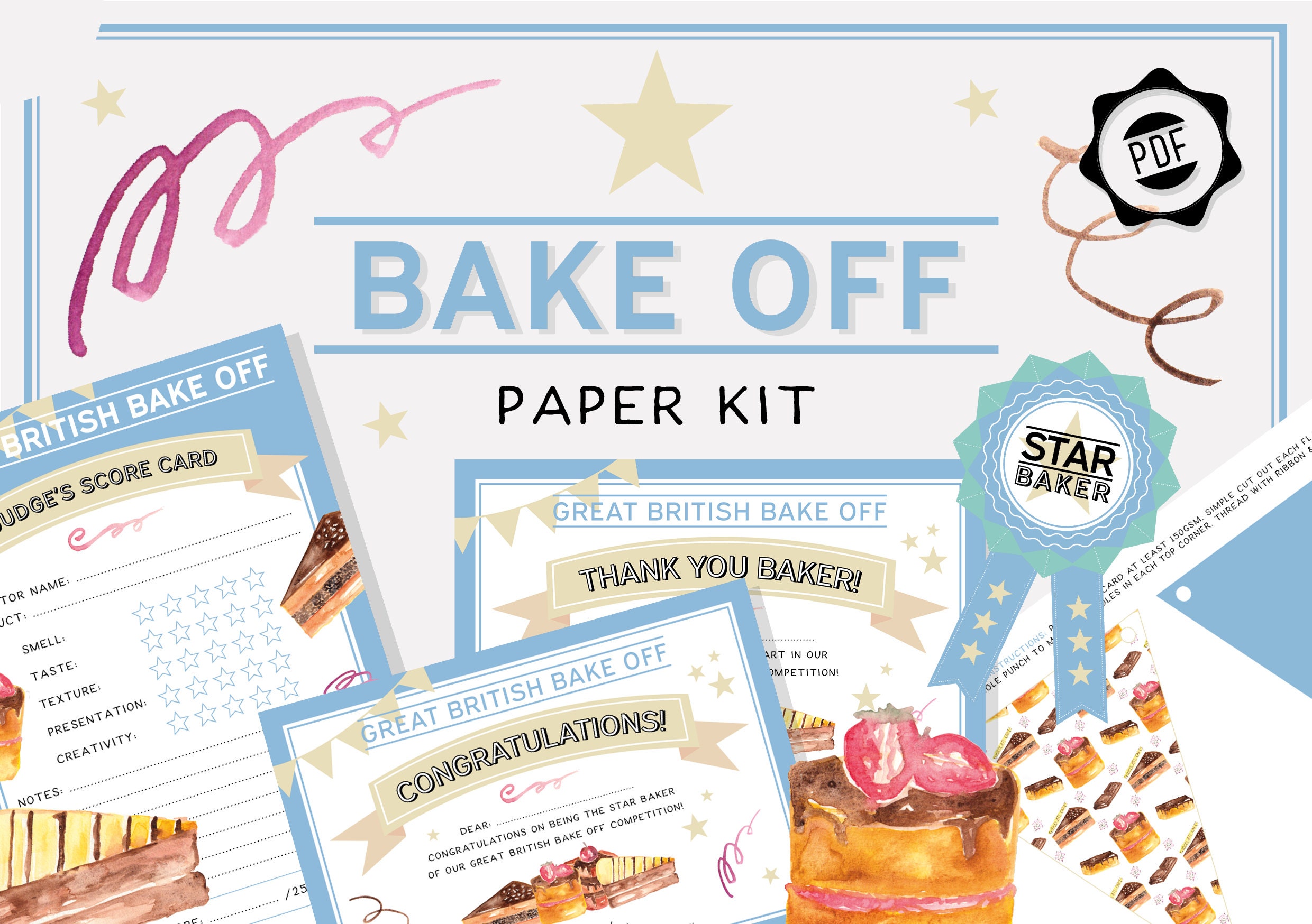 Bake off Paper Kit PDF - Etsy