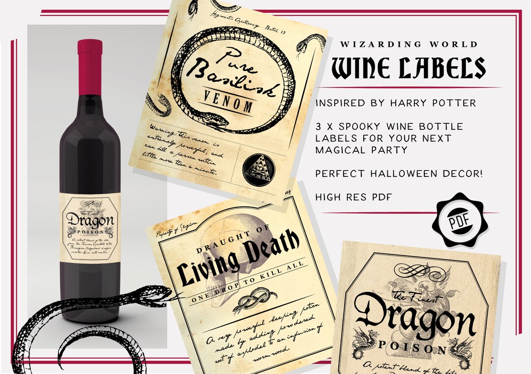 Wizarding World Wine Bottle Labels PDF - Etsy