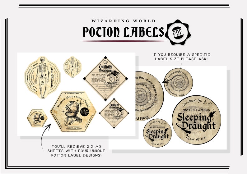 Wizarding World Potion Labels PDF - Etsy