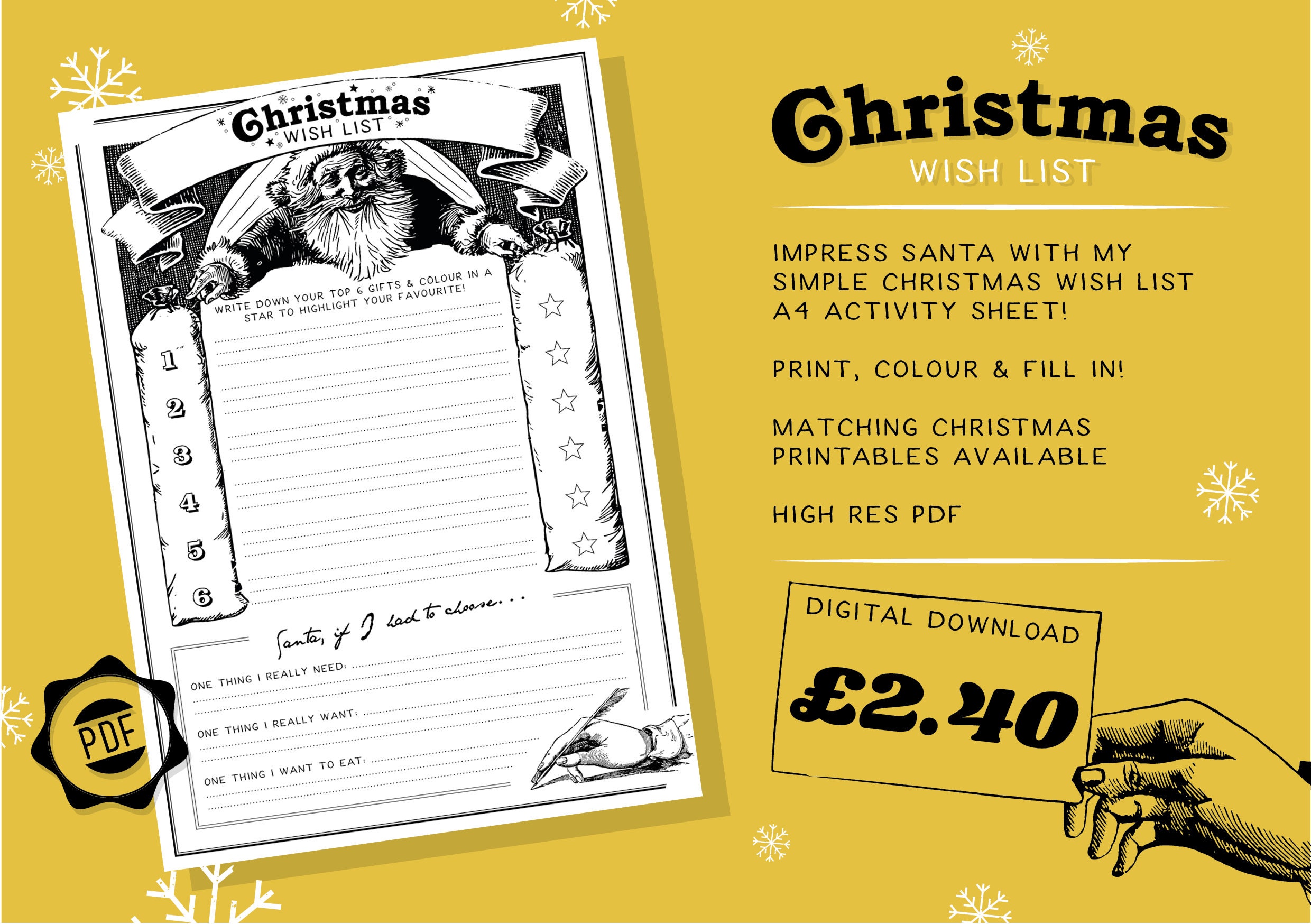 Christmas Wish List PDF - Etsy