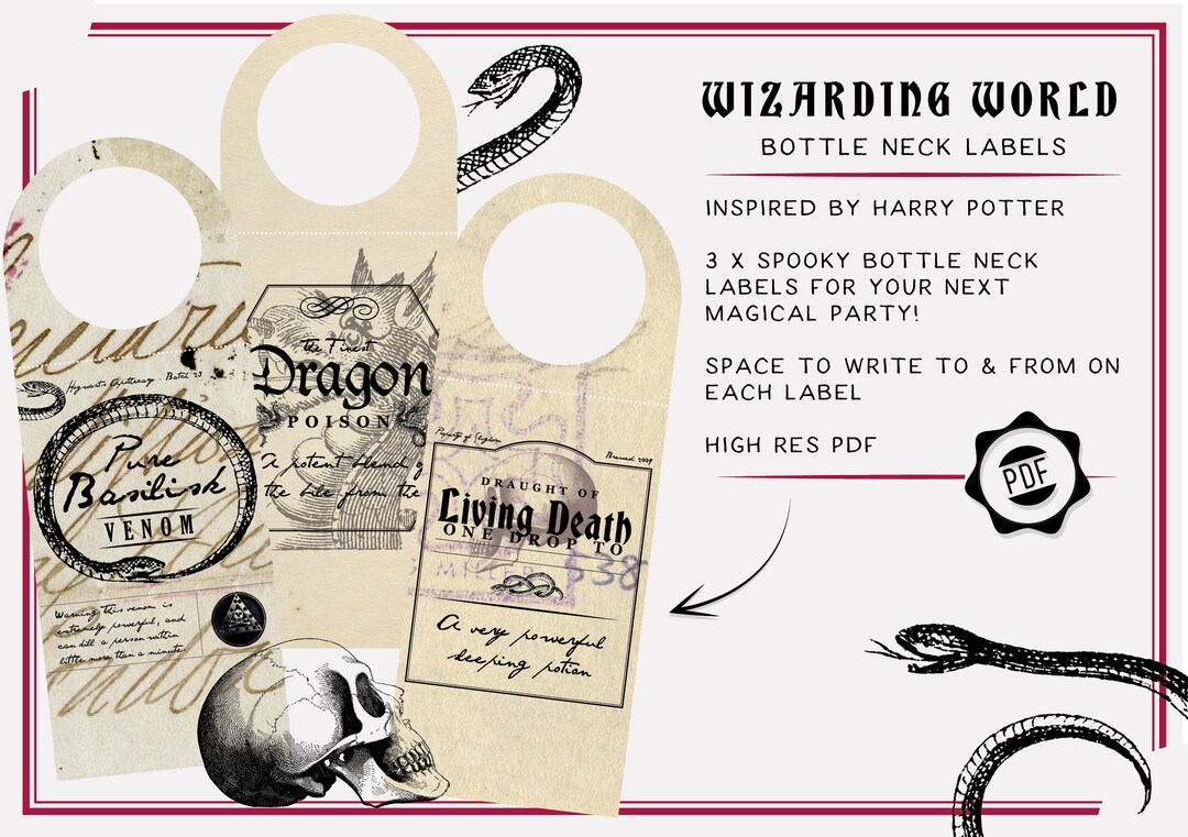 Wizarding World Wine Bottle Neck Labels PDF - Etsy