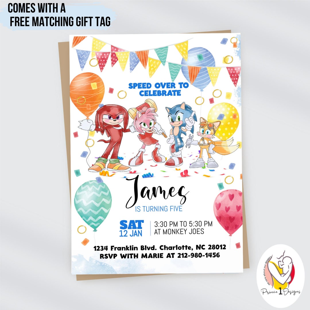 Digital Sonic Birthday Invitation, Knuckles Sonic,kids Birthday Invite ...