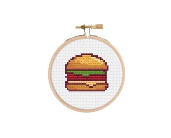 Mini Burger Cross Stitch Pattern Easy for Beginners Mini | Etsy