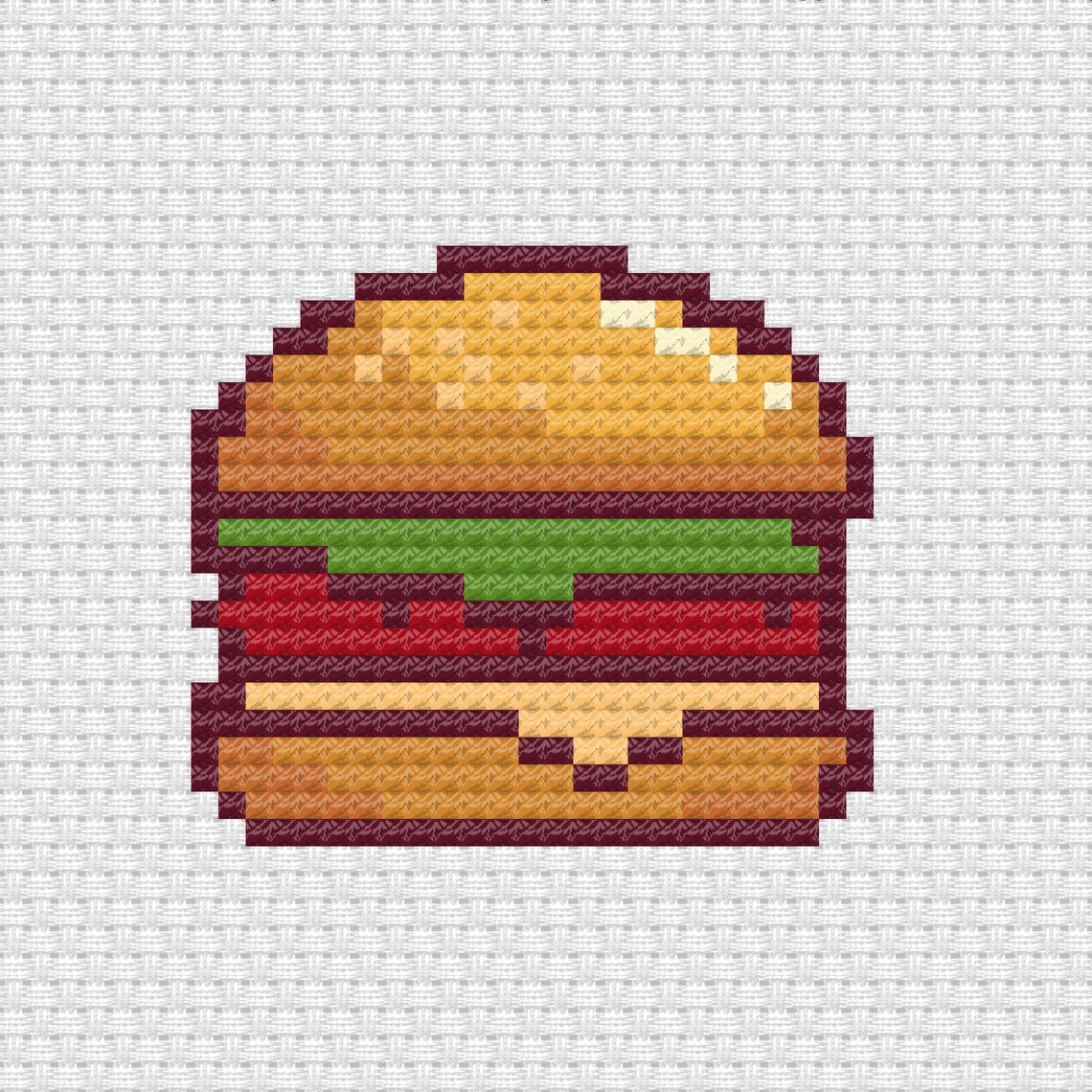 Mini Burger Cross Stitch Pattern, Easy for Beginners, Mini Food Art ...