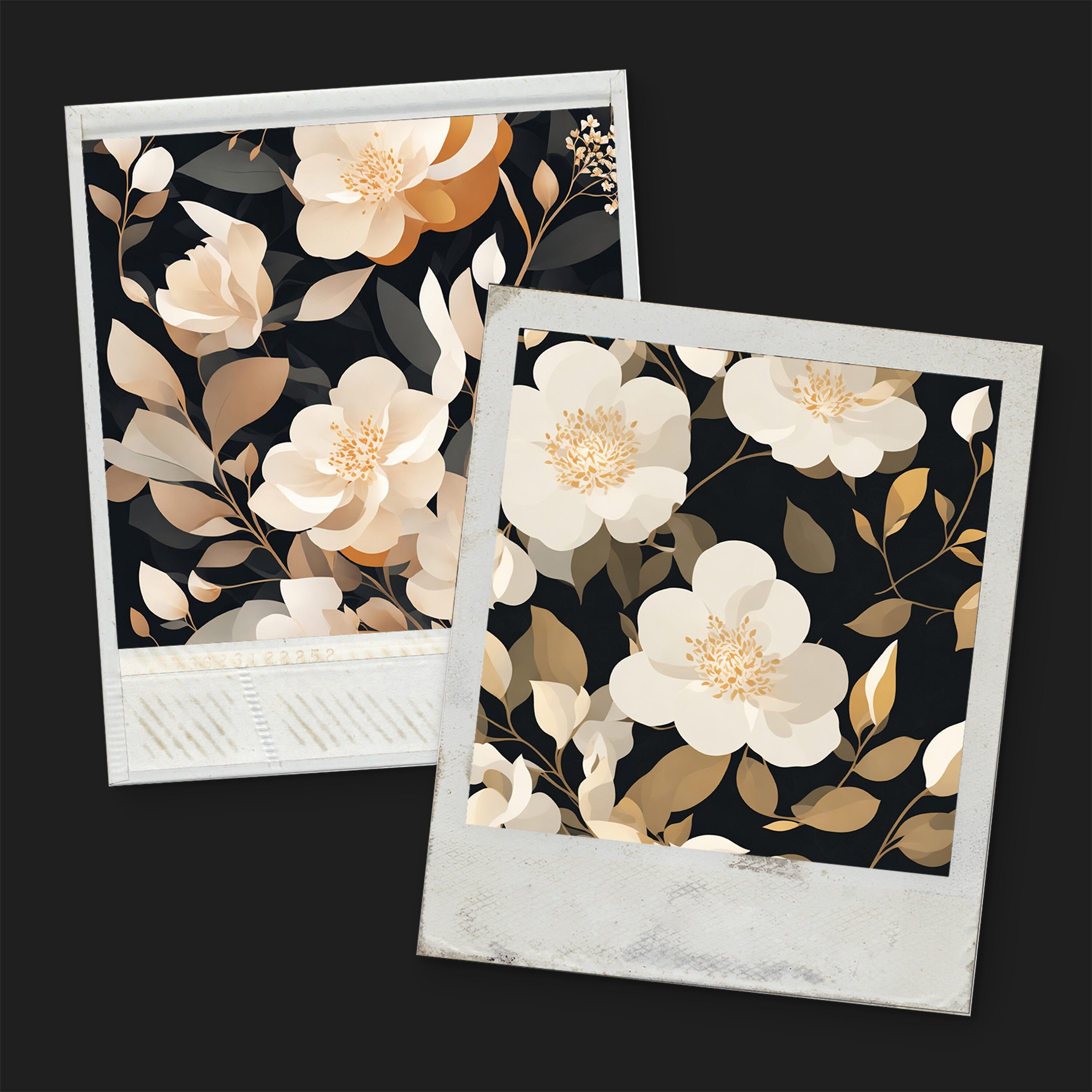 Floral Onyx and Ivory Digital Paper Flower Background - Etsy