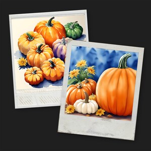 Watercolor Pumpkins and Flowers Digital Paper, Fall Background, Floral ...