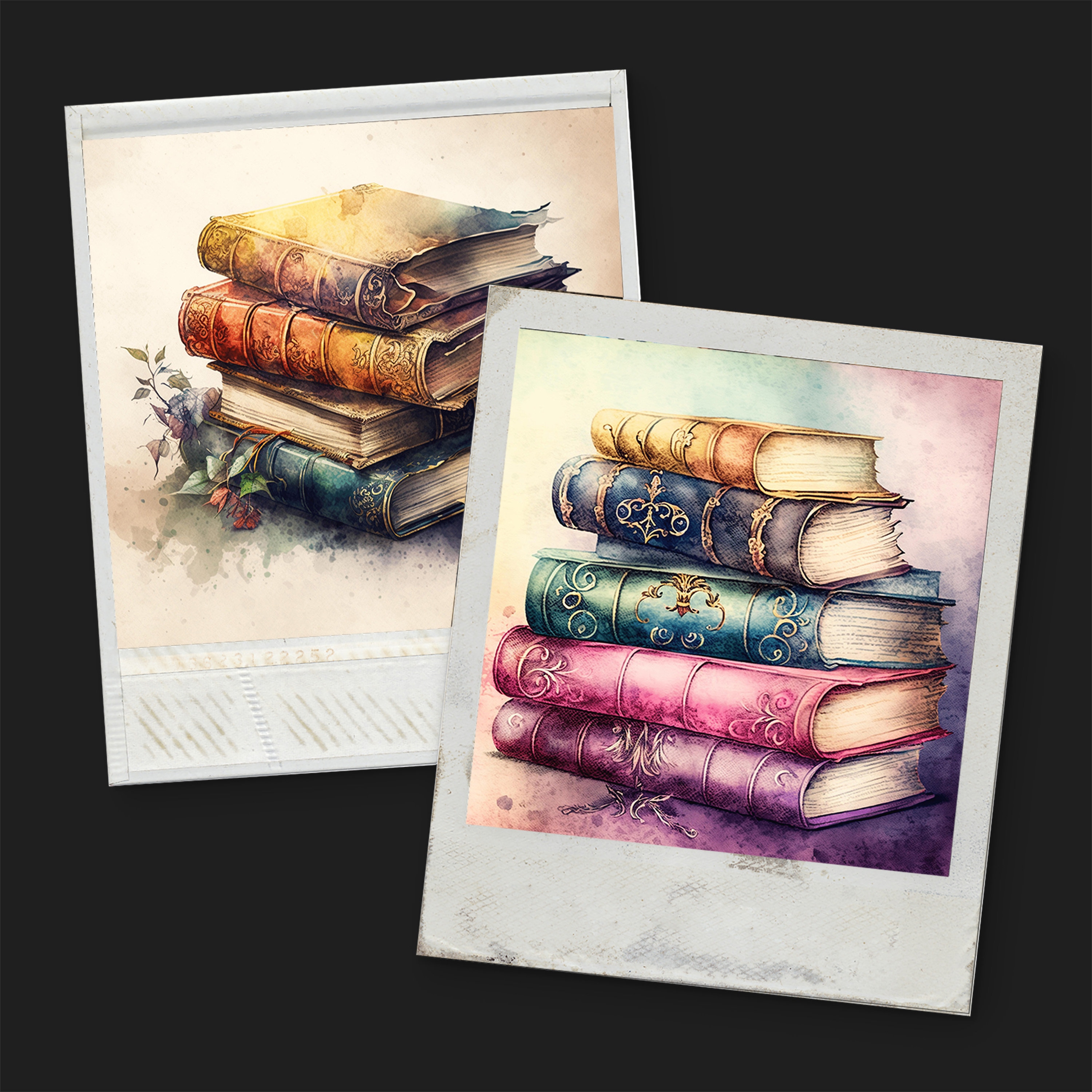 Watercolor Books Digital Paper Bookish Background Booklover - Etsy