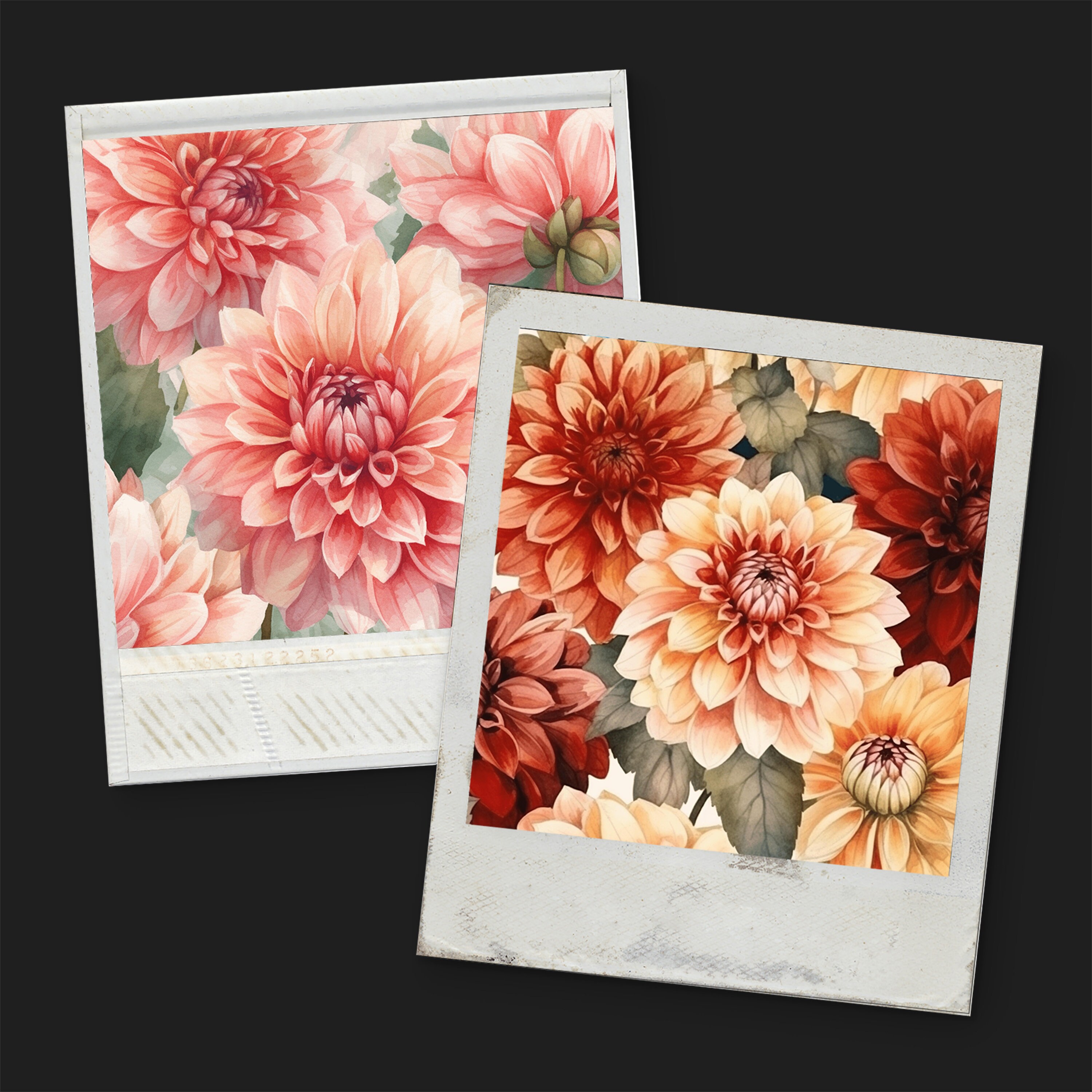 Watercolor Dahlias Digital Paper Floral Background Botanical - Etsy