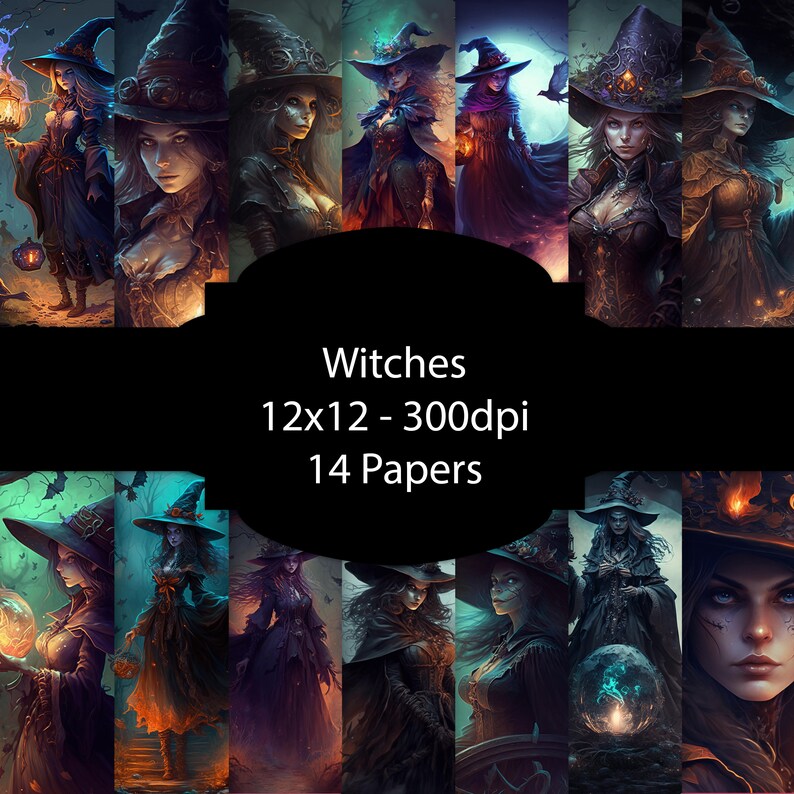 Witches Digital Paper, Fantasy Background, Gothic Paper Pack, for ...