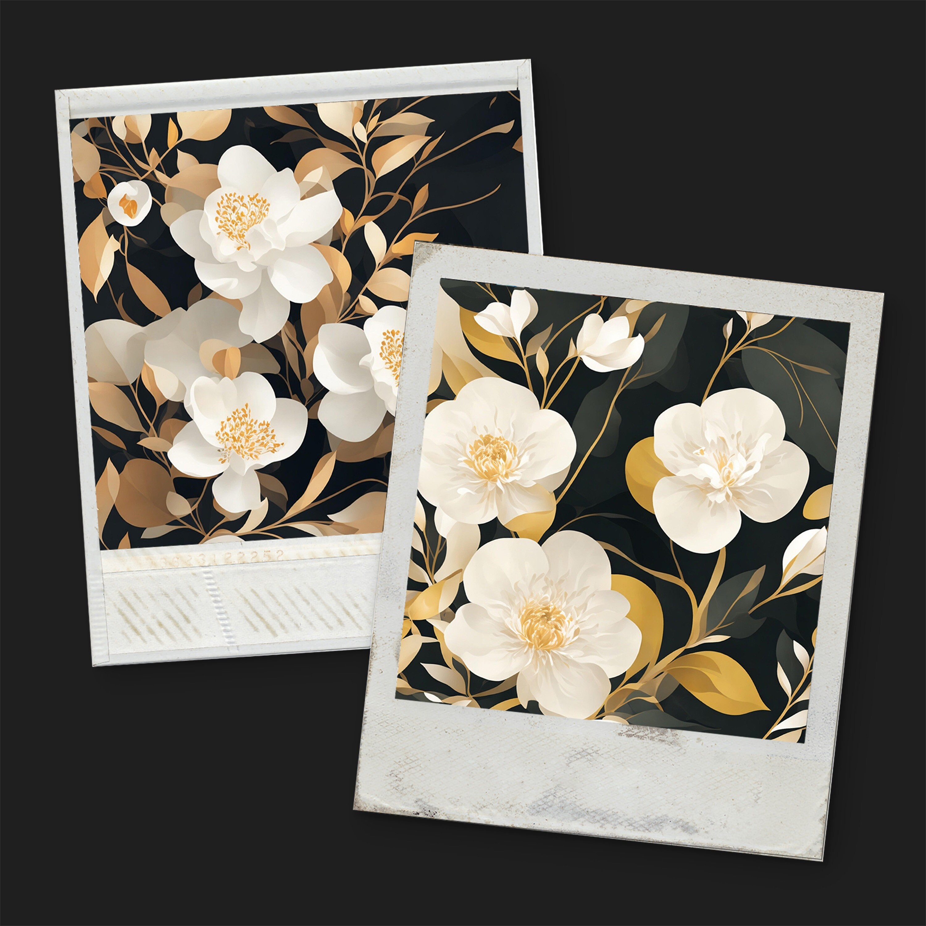 Floral Onyx And Ivory Digital Paper Flower Background Etsy
