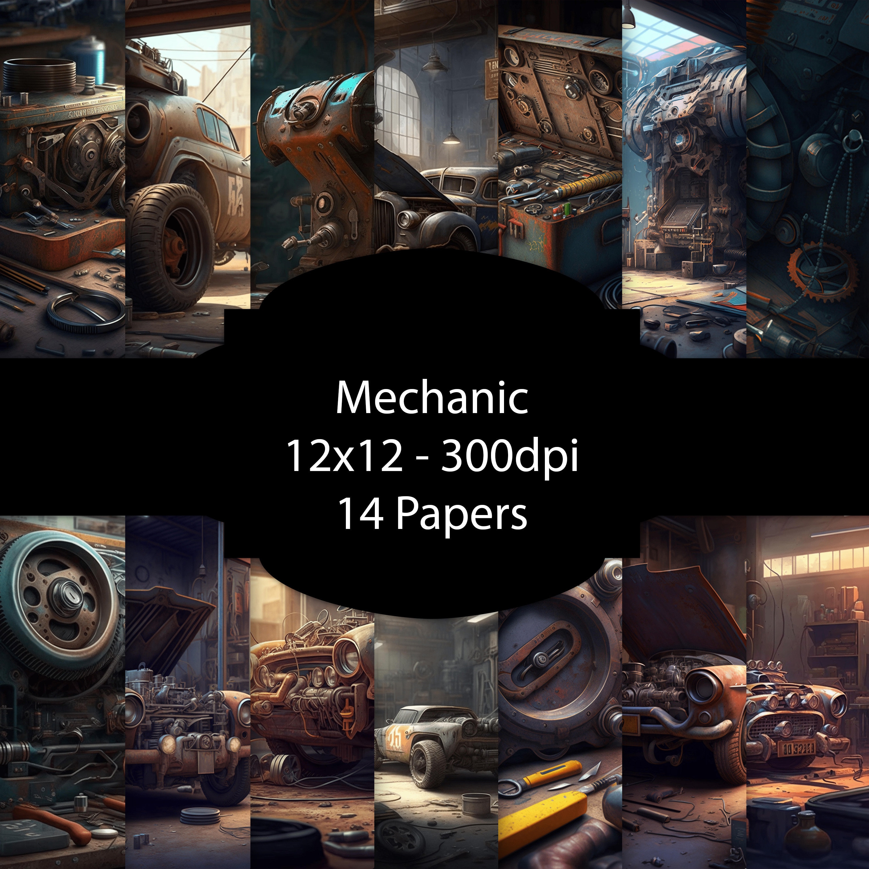 Mechanical Digital Paper Car Background Man Paper Pack for - Etsy