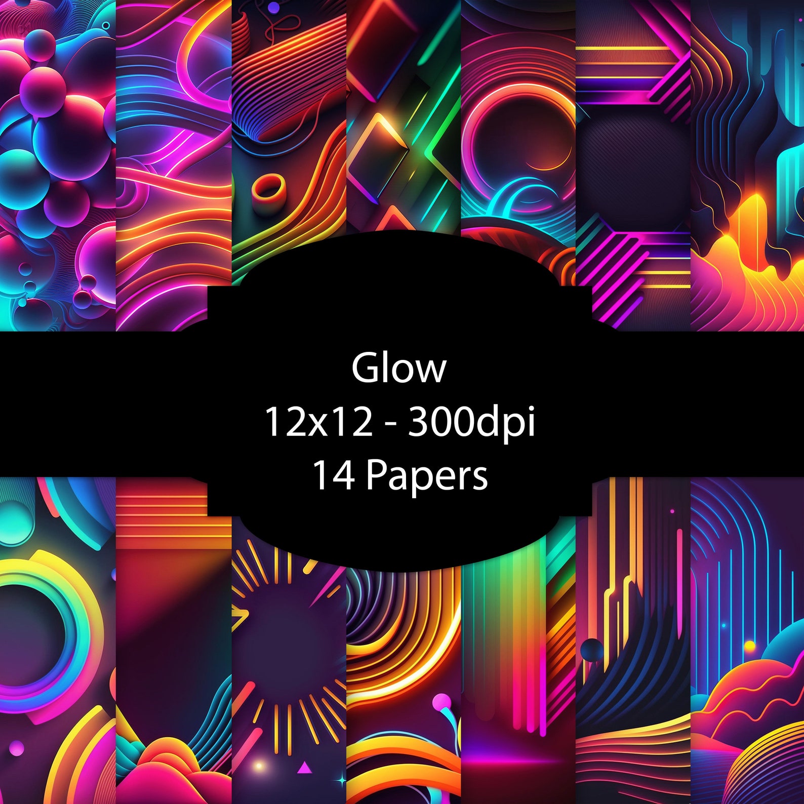 Glow Digital Paper Neon Background Cyberpunk Paper Pack for - Etsy