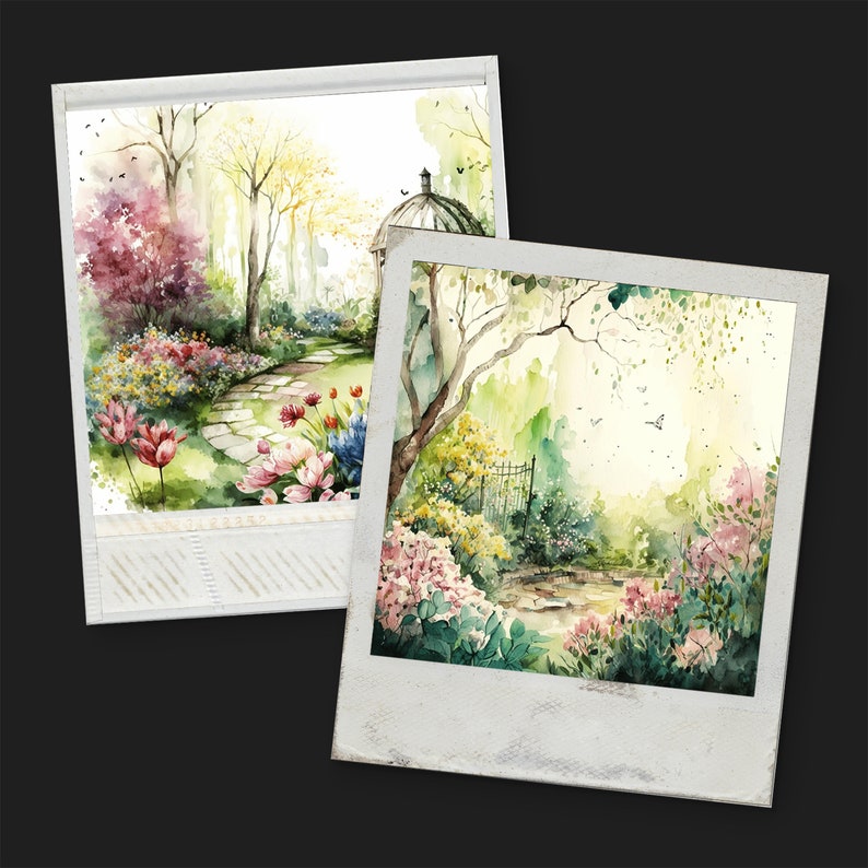 Watercolor Spring Garden Digital Paper Gardening Background - Etsy