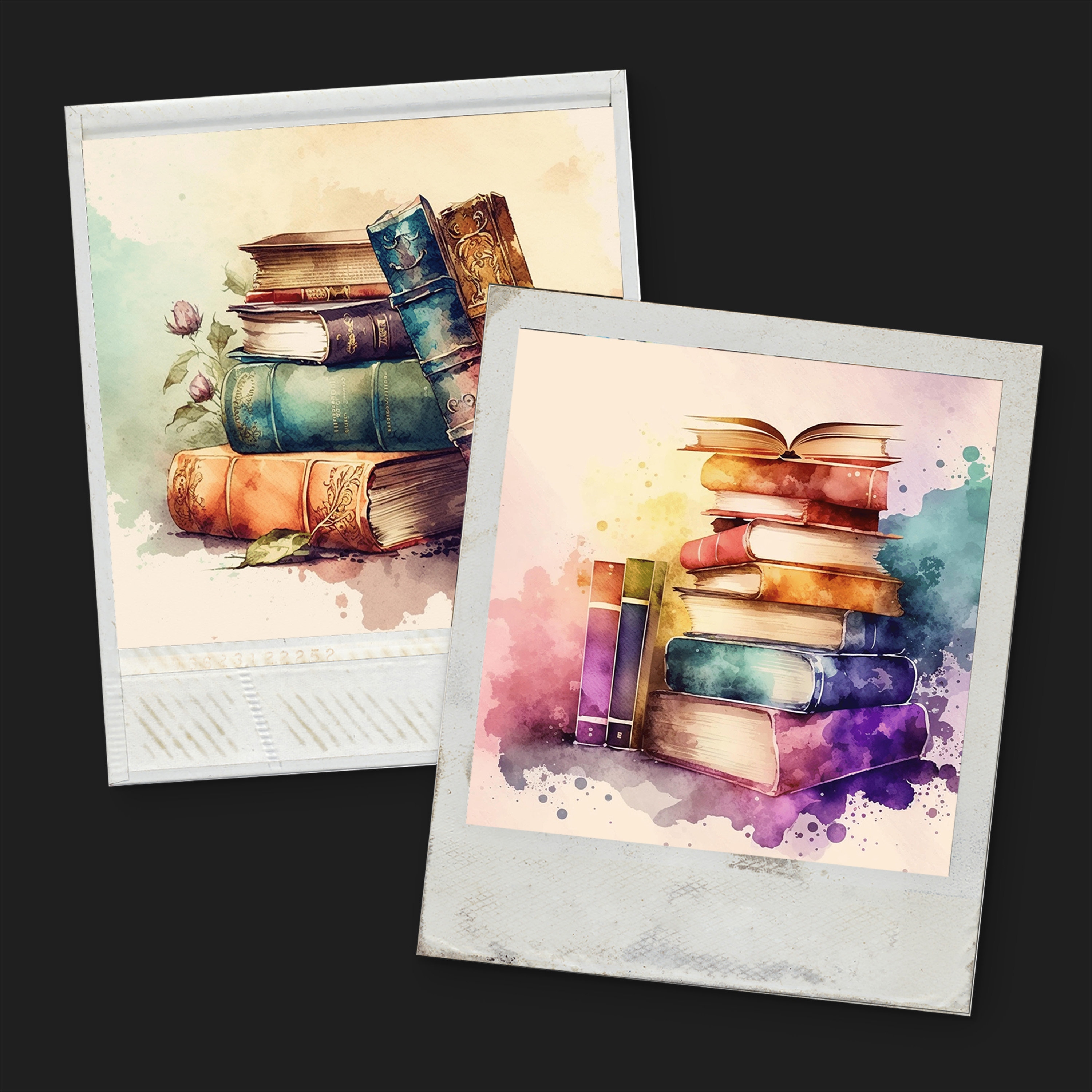 Watercolor Books Digital Paper Bookish Background Booklover - Etsy