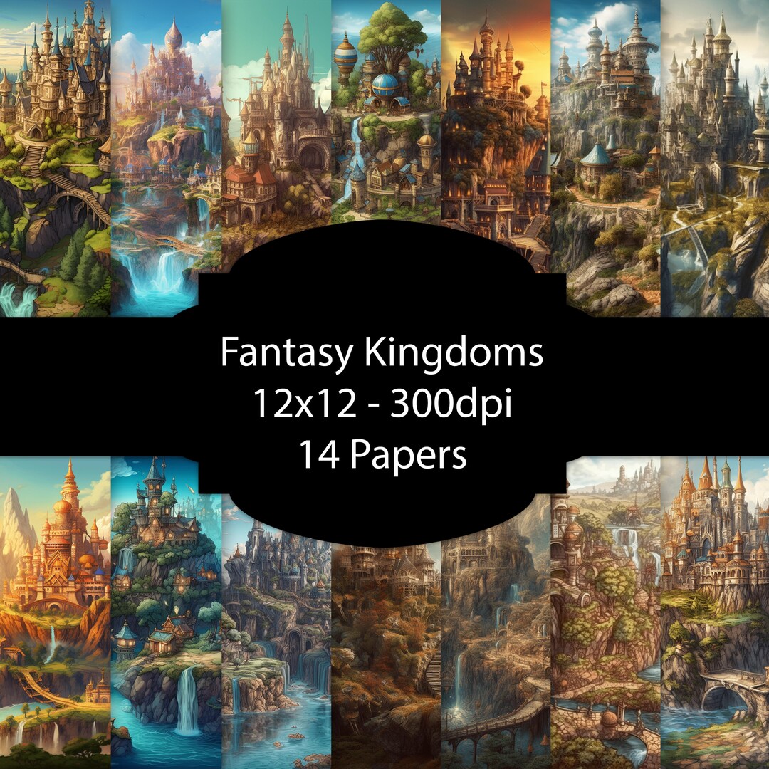 Fantasy Kingdoms Digital Paper Magical Background Beautiful - Etsy