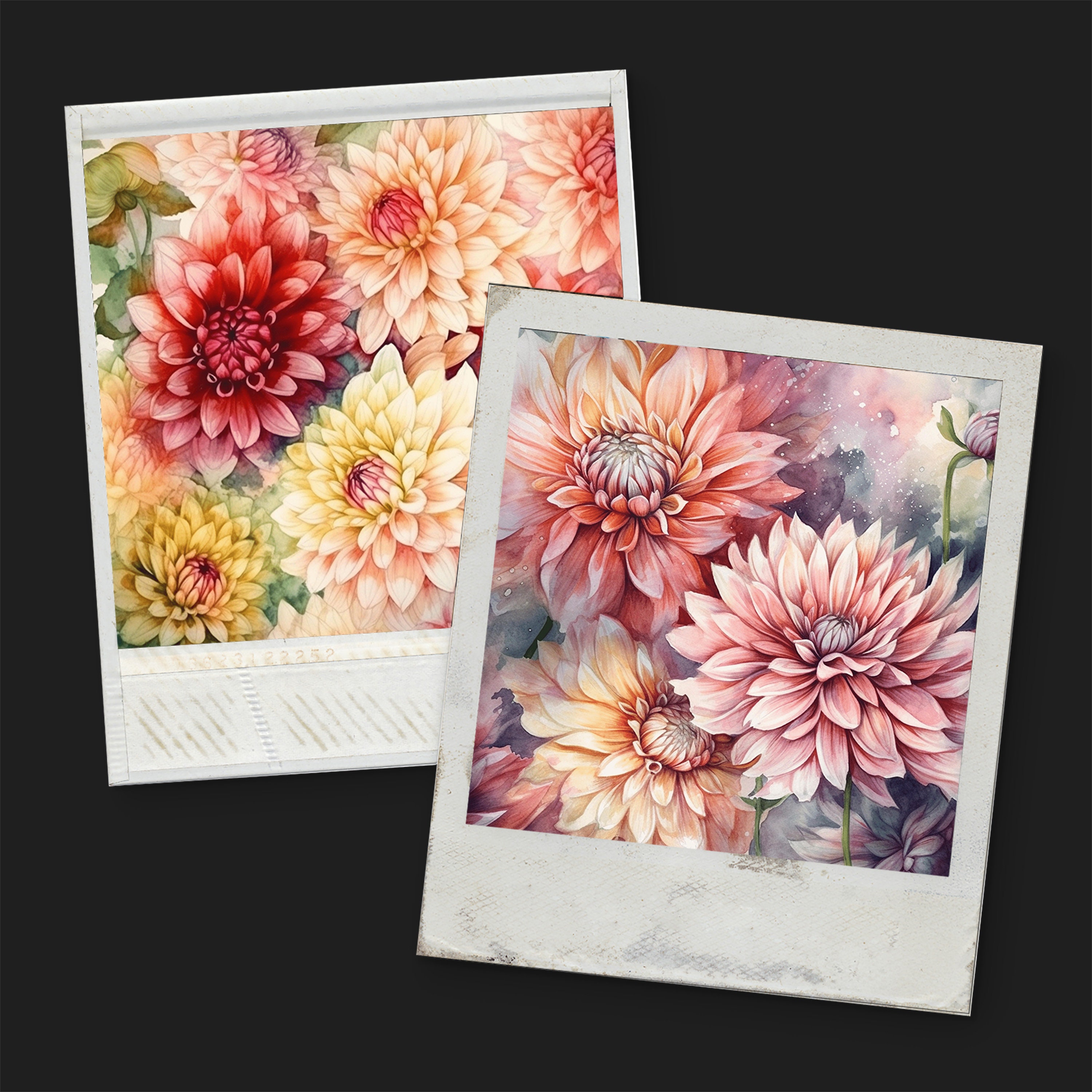 Watercolor Dahlias Digital Paper Floral Background Botanical - Etsy