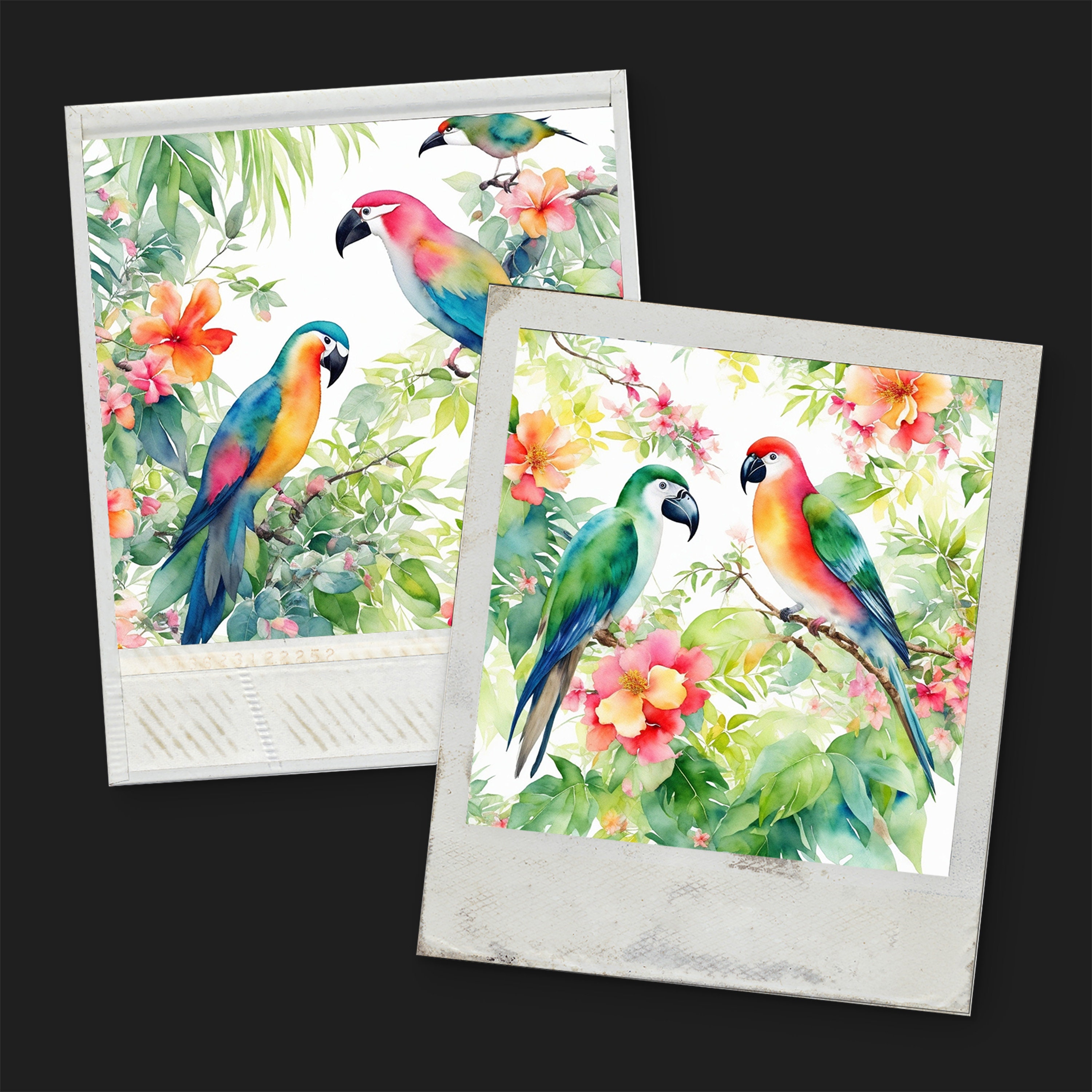 Watercolor Jungle Birds Digital Paper Parrots Background - Etsy