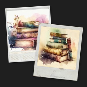 Watercolor Books Digital Paper, Bookish Background, Booklover Paper ...