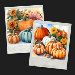 Watercolor Pumpkins and Flowers Digital Paper, Fall Background, Floral ...