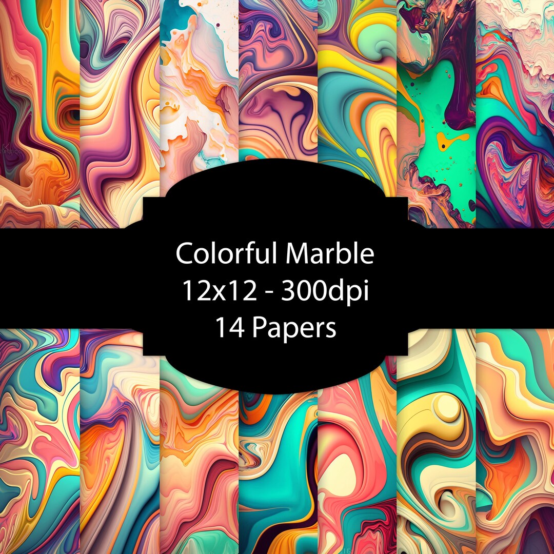 Colorful Marble Digital Paper Abstract Background Rainbow - Etsy