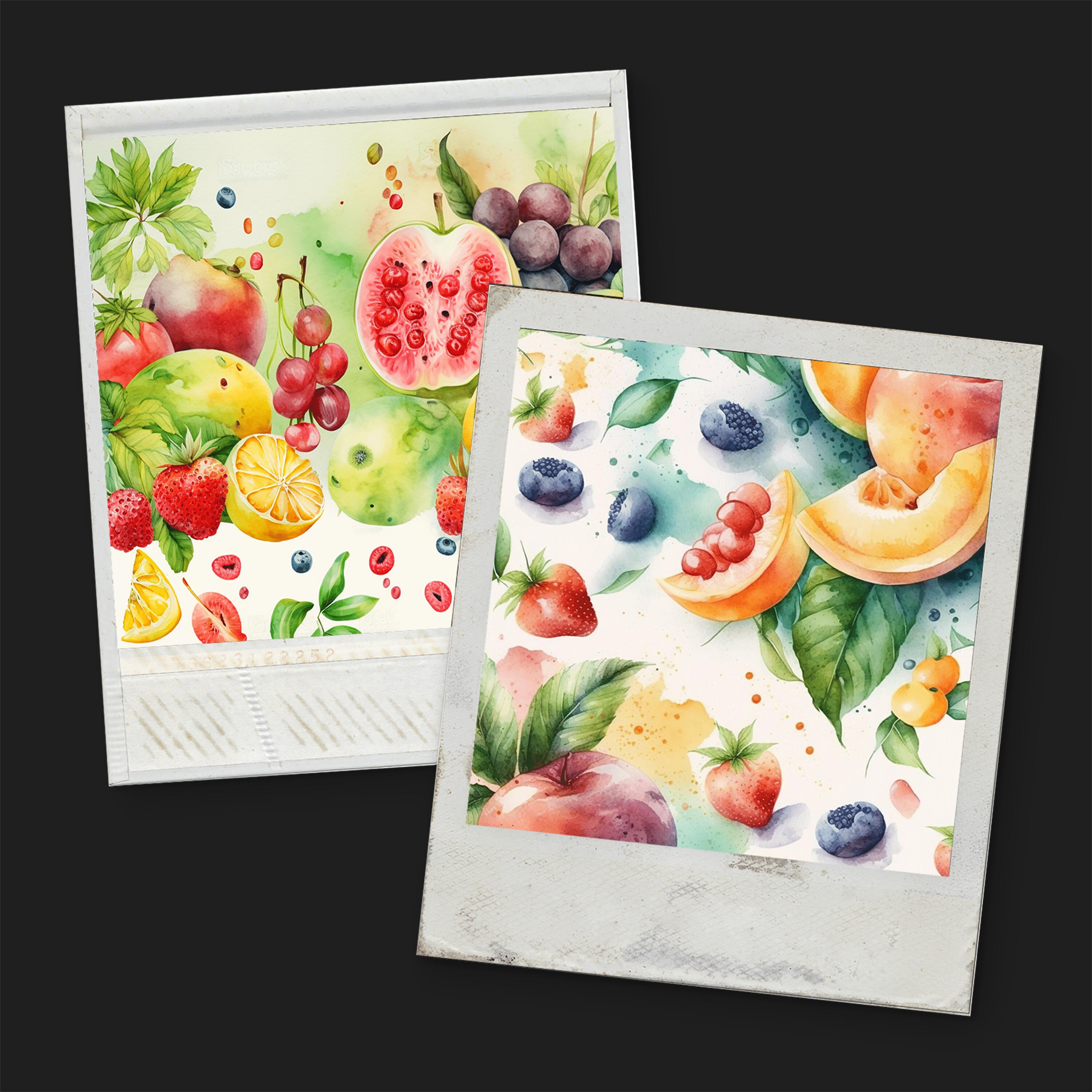 Watercolor Summer Fruit Digital Paper, Colorful Background, Kitchen ...