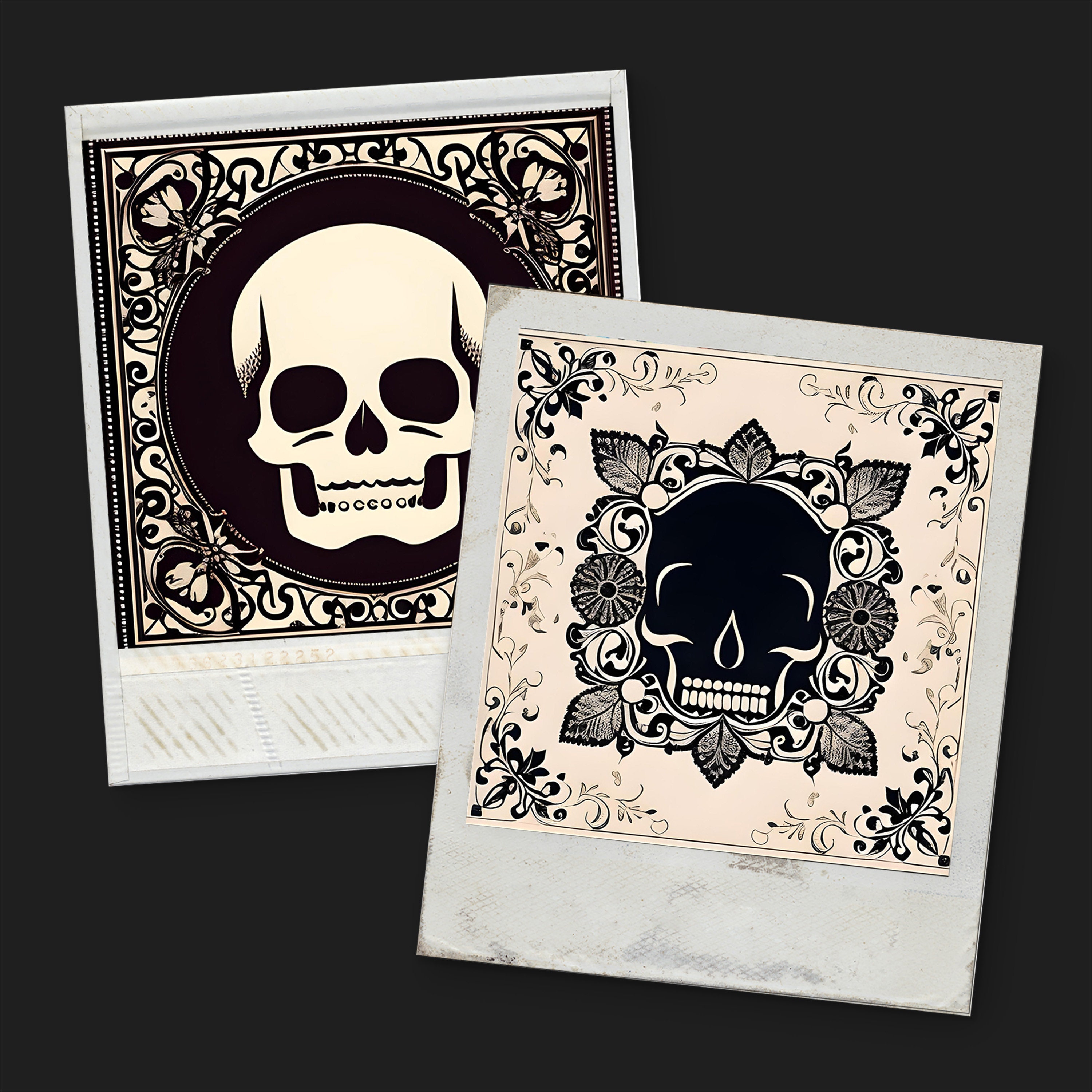 Vintage Gothic Digital Paper Skulls and Roses Background - Etsy