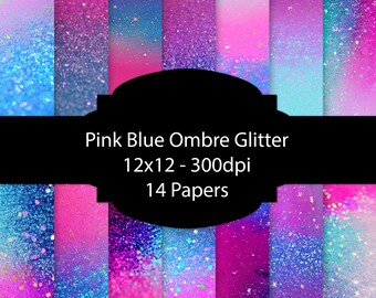 Pink and Blue Watercolor Splashes Digital Clipart Watercolor - Etsy
