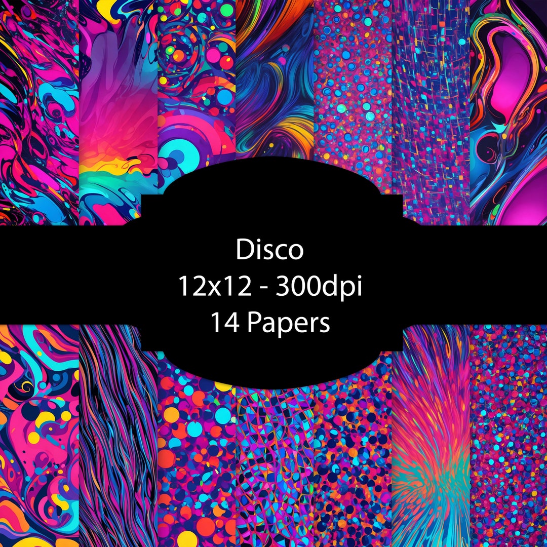 Disco Digital Paper, Glow Background, Glam Paper Pack, for Scrapbooking ...