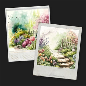 Watercolor Spring Garden Digital Paper, Gardening Background, Floral ...