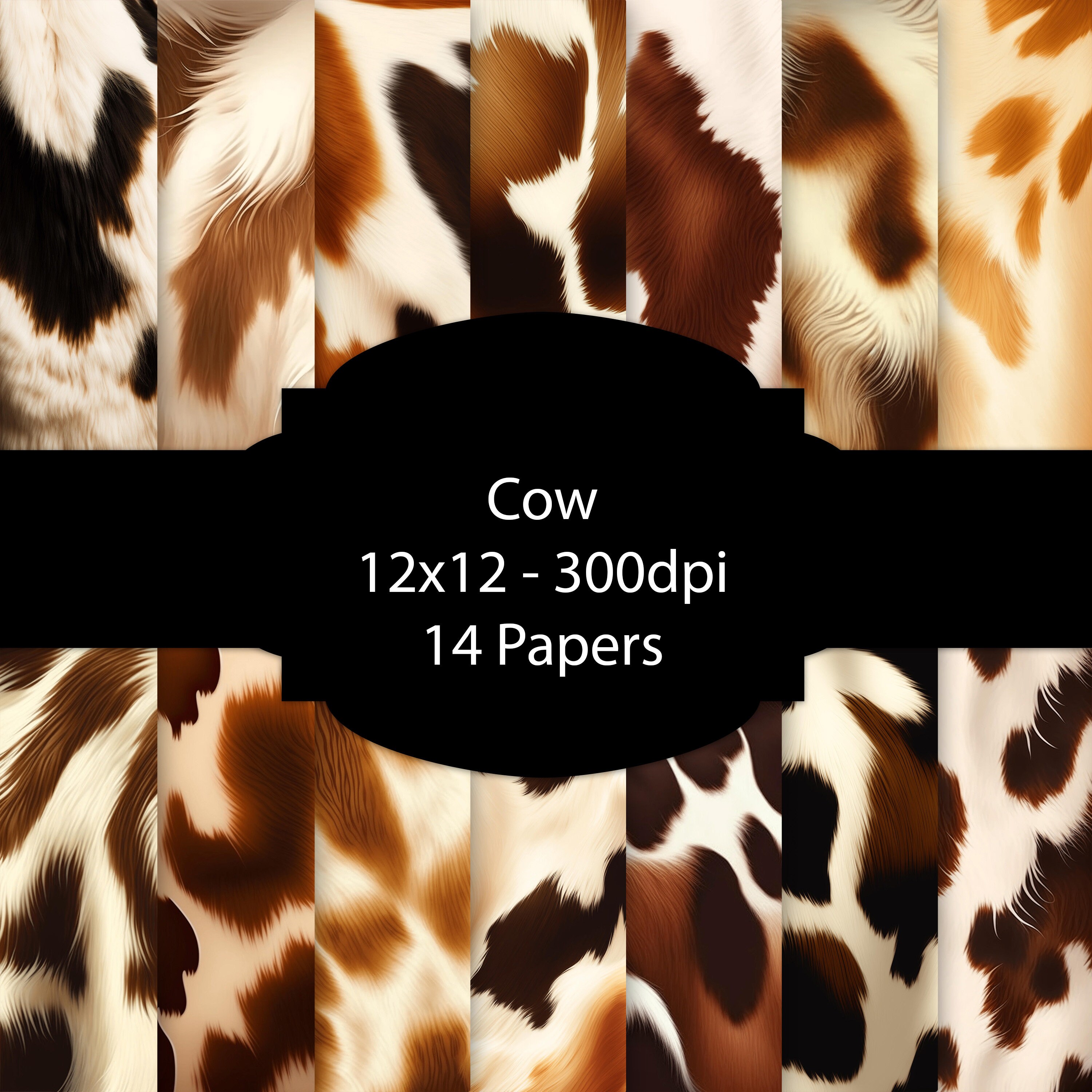 Cow Digital Paper Cowhide Background Fur Paper Pack for - Etsy
