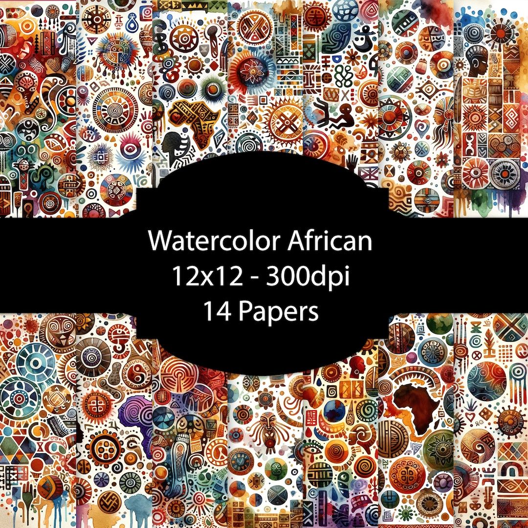 Watercolor African Digital Paper, Kwanzaa Background, Black History ...