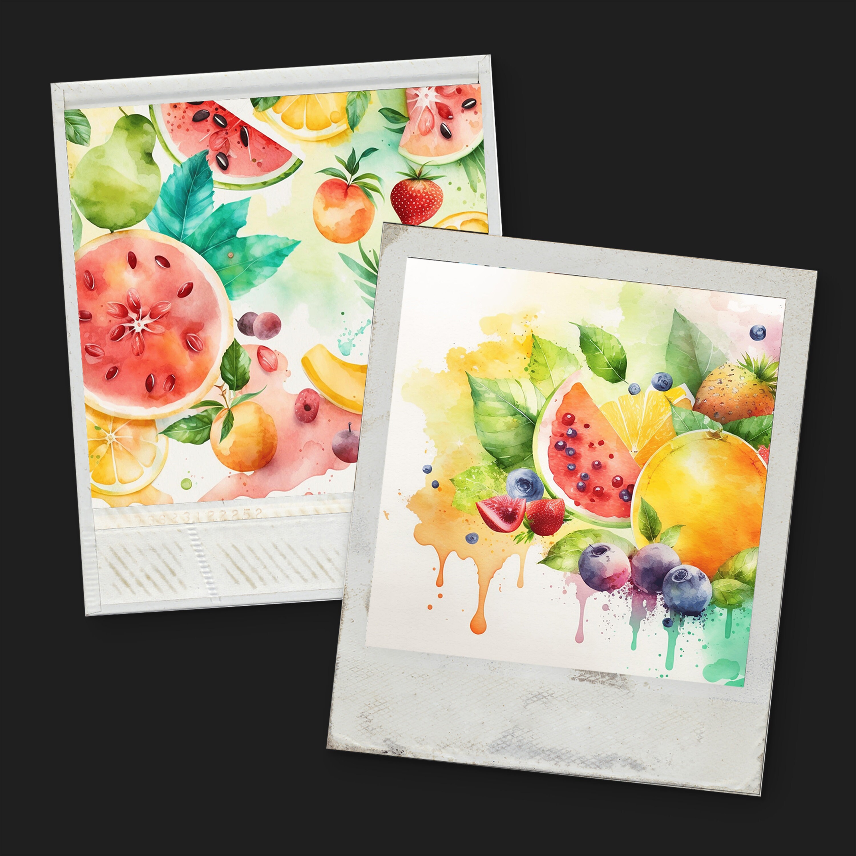 Watercolor Summer Fruit Digital Paper, Colorful Background, Kitchen ...