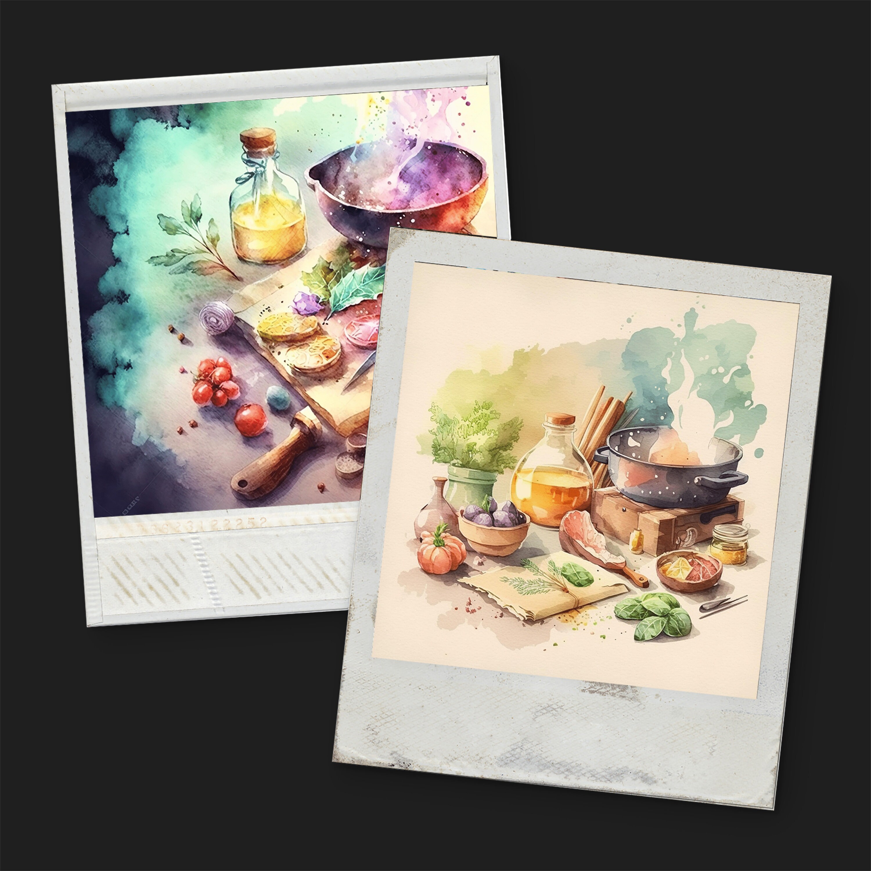 Watercolor Cooking Digital Paper Kitchen Background Yummy - Etsy