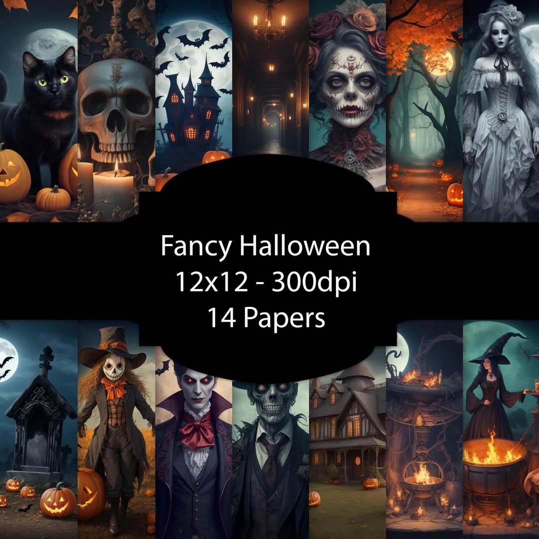 Fancy Halloween Digital Paper Spooky Background Gothic Paper - Etsy