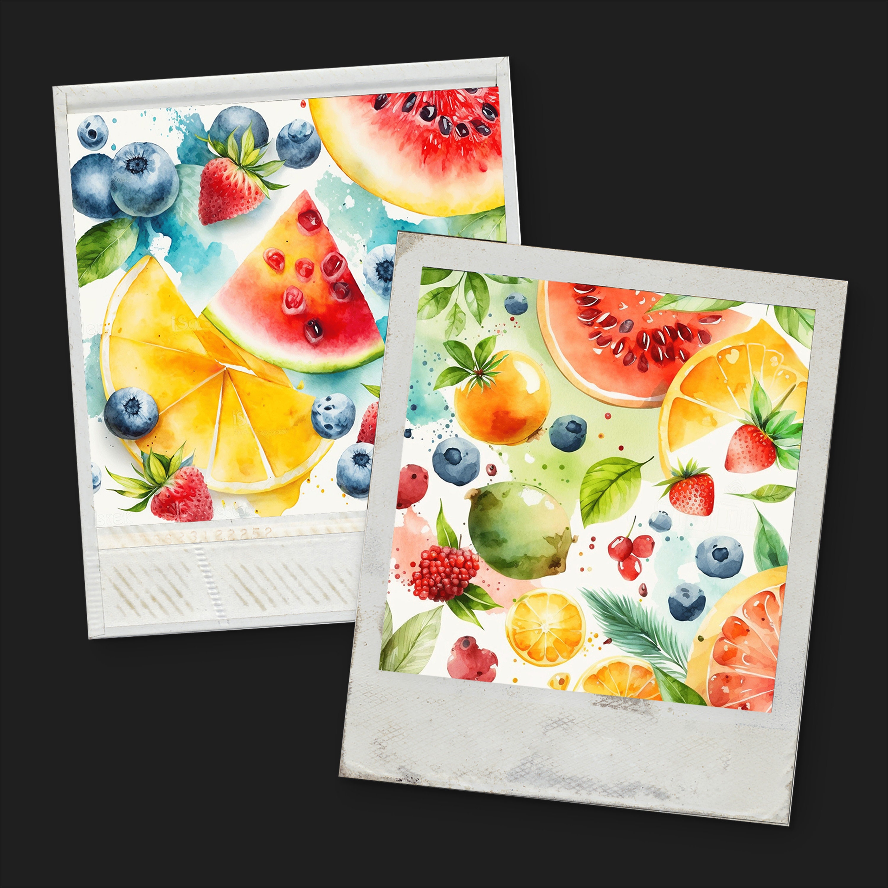 Watercolor Summer Fruit Digital Paper Colorful Background - Etsy