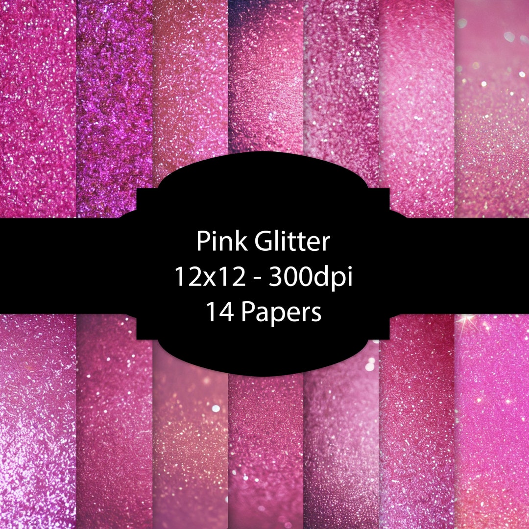 Pink Glitter Digital Paper, Shiny Background, Glam Printable Paper Pack ...