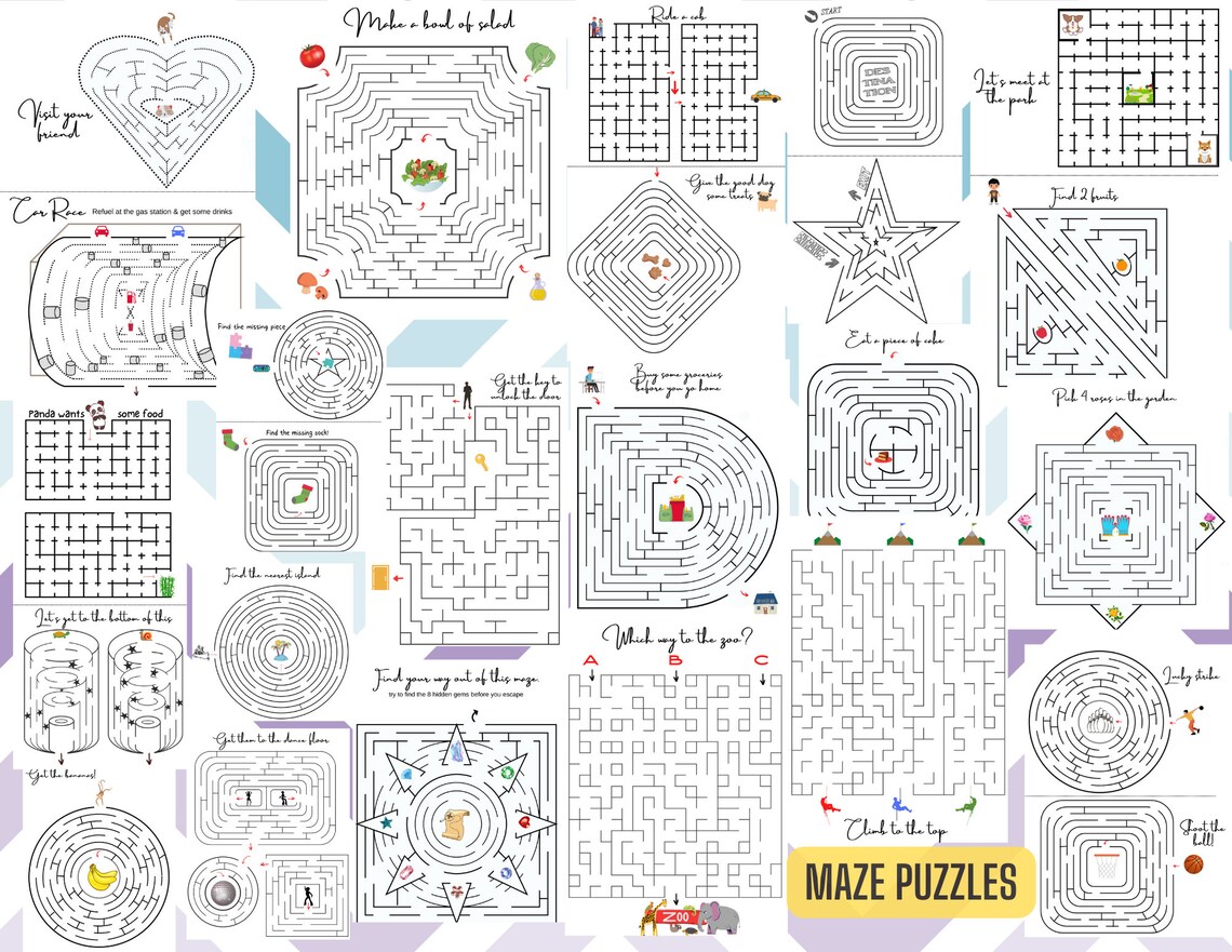 Word Search Zigzag Word Search and Maze Puzzles for Adults & | Etsy
