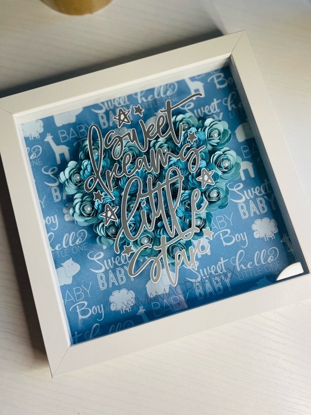 Blue Floral Heart Shadow Box: Baby Boy Nursery Decor - Etsy