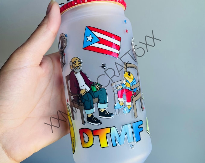 DTMF Glass Can: Puerto Rico, Bad Bunny - Boricua - Etsy