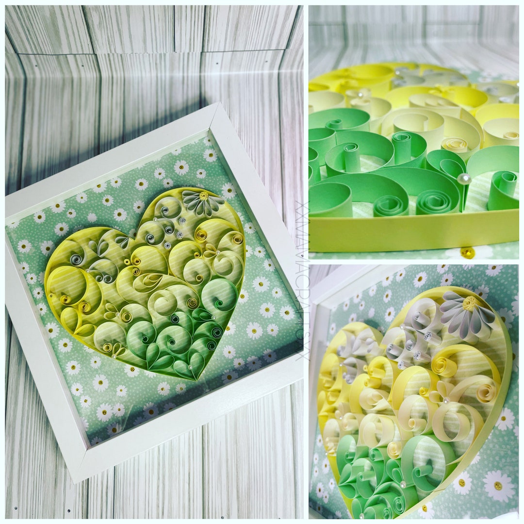 Daisy Quilled Heart, Paper Quilling, Gift Idea, Daisies, Paper Flowers ...