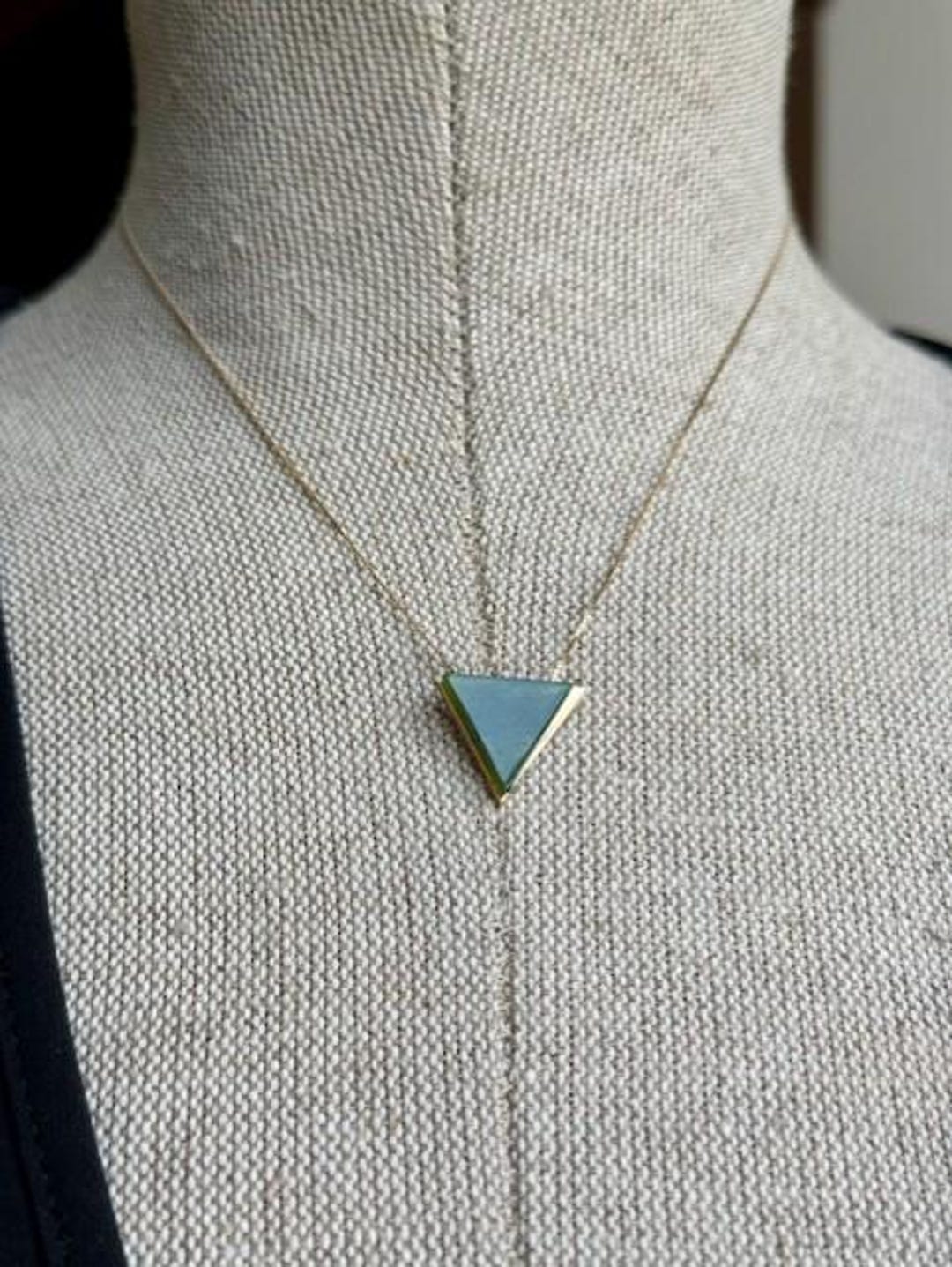 Vintage Modernist Style Jade and 12kt Gold Filled Triangular Pendant ...